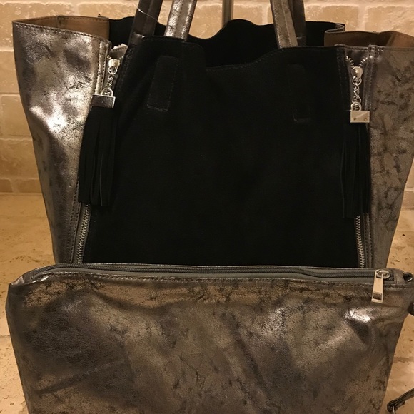 Inzi | Bags | Inzi Black Suede Metallic Handbag | Poshmark
